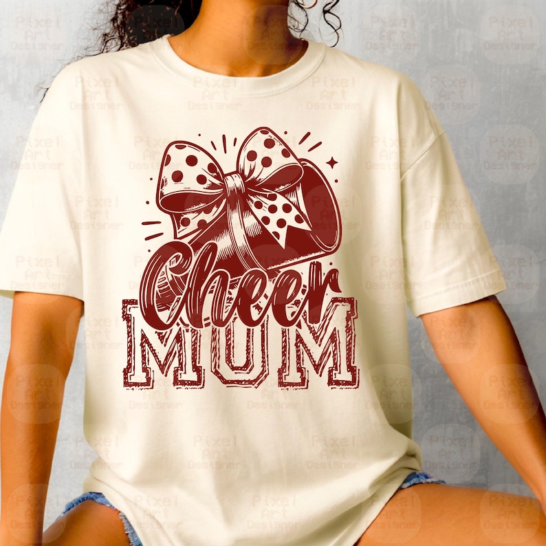 Polka Dot Bow With Cheer Mom PNG Svg, Cheer Mom, Cheerleader Svg, Cheer ...