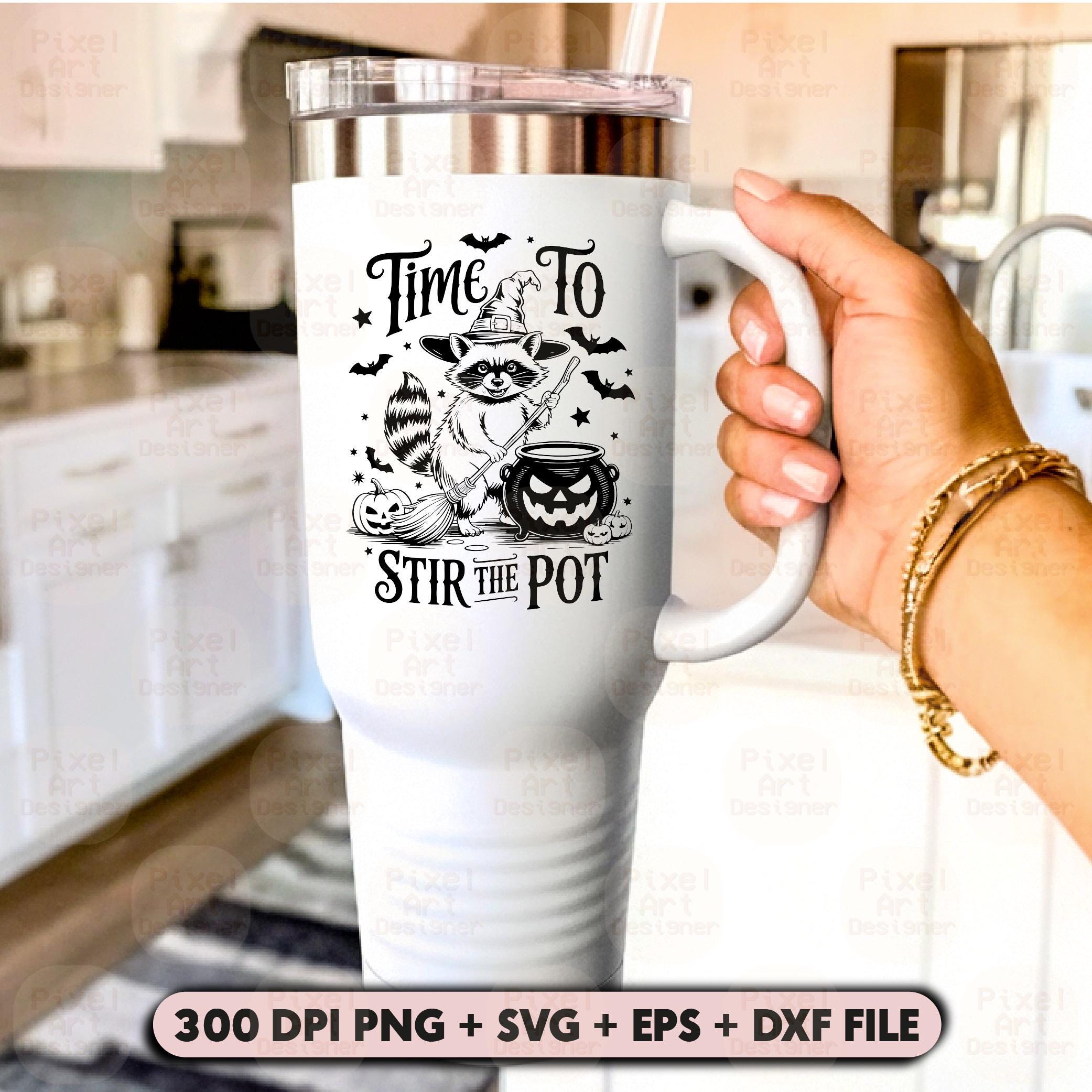 Time to Stir the Pot SVG PNG, Halloween Raccoon Witch Cauldron Design ...