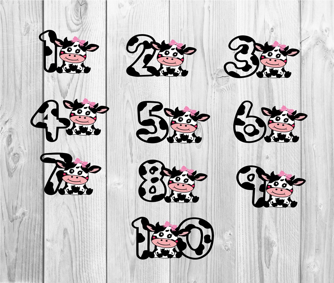 Cow Girl Number Bundle Svg Mom Cow Svg Girl Birthday T-shirt - Etsy