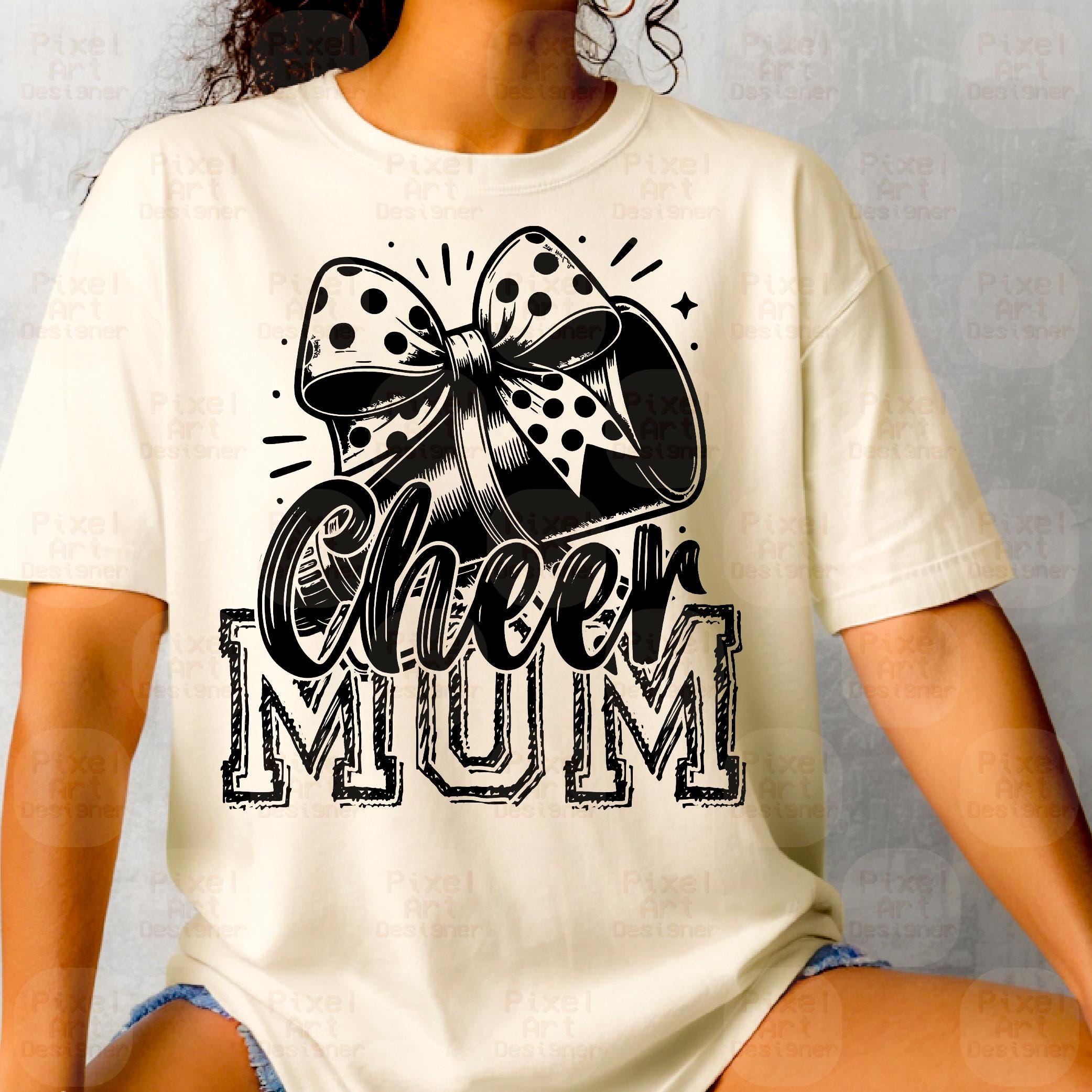 Polka Dot Bow With Cheer Mom PNG Svg, Cheer Mom, Cheerleader Svg, Cheer ...