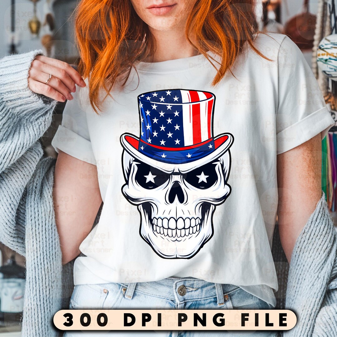 Patriotic Skull PNG, American Flag Skull, Independence Day Sublimation ...
