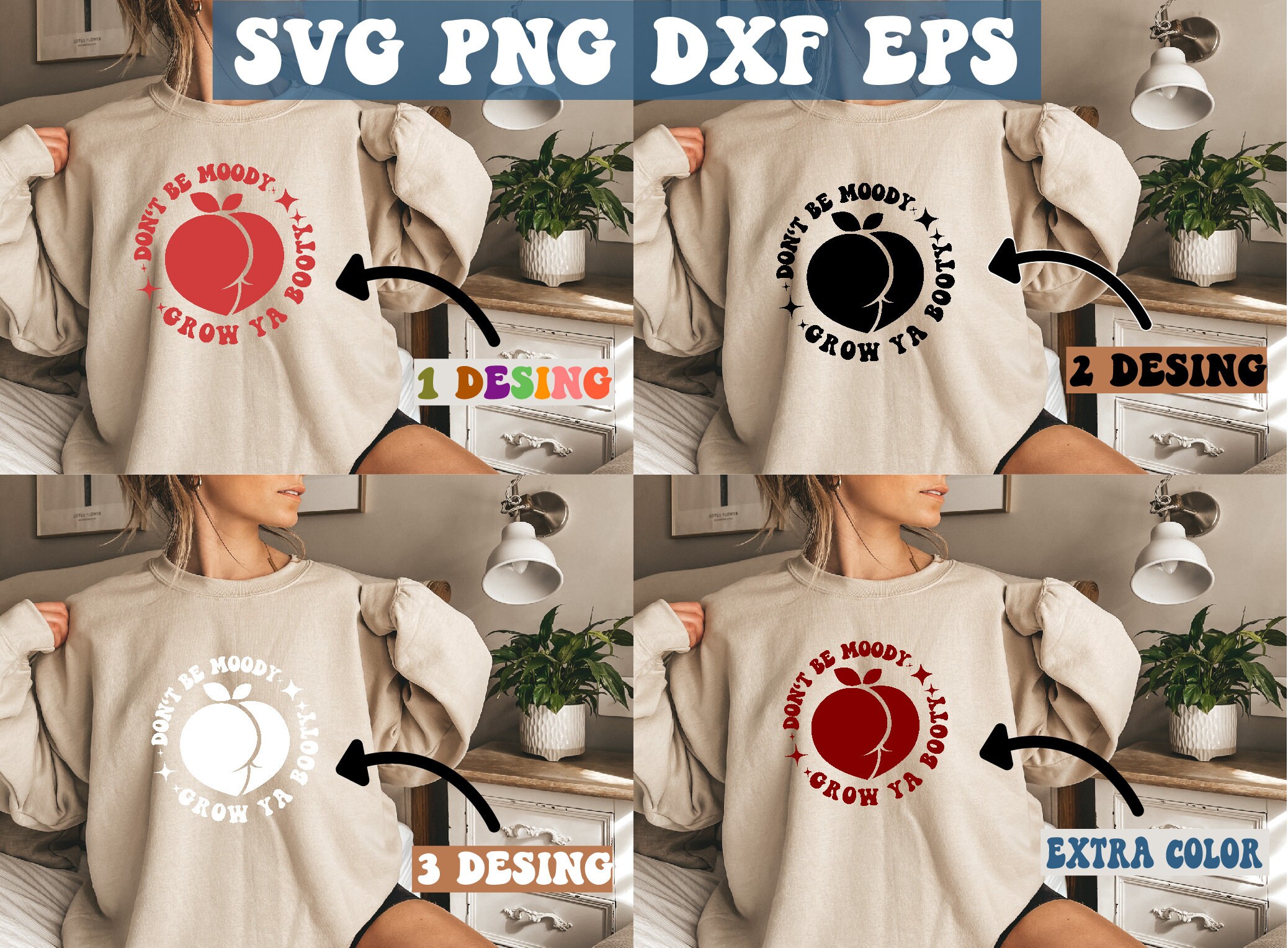 Don't Be Moody Grow Ya Booty Svg, Fitness Svg, Motivational Svg, Funny ...