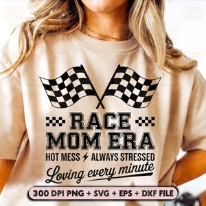 Racing Mama SVG PNG, Funny Race Mom Era Quote Design, Checkered Flag ...
