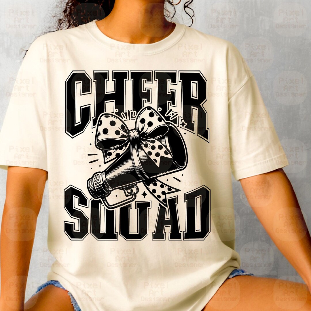 Polka Dot Bow With Cheer Squad PNG Svg, Cheer Mom, Cheerleader Svg ...