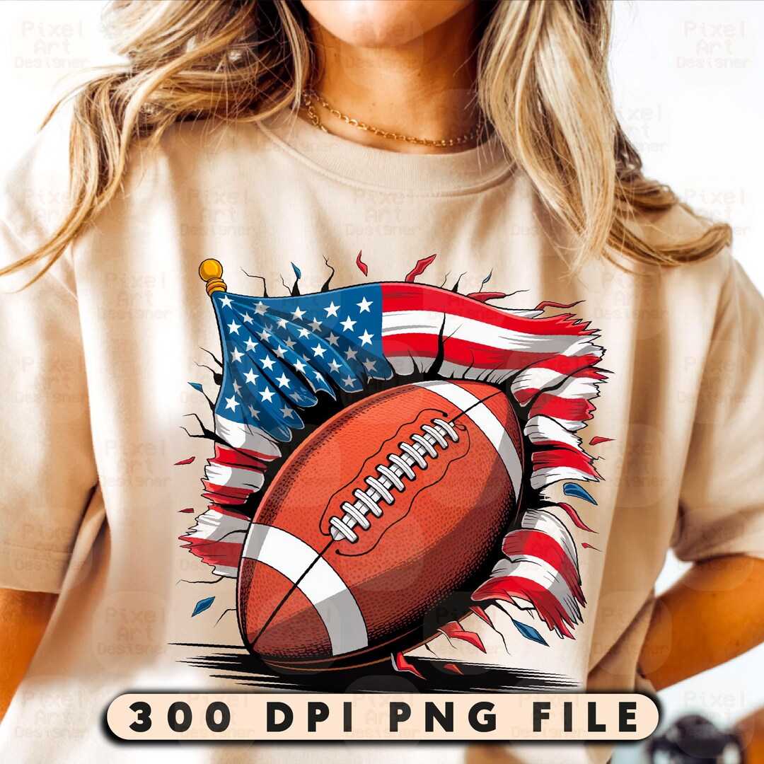 American Flag Football PNG, 4th of July Ripped Flag With Ball Design ...