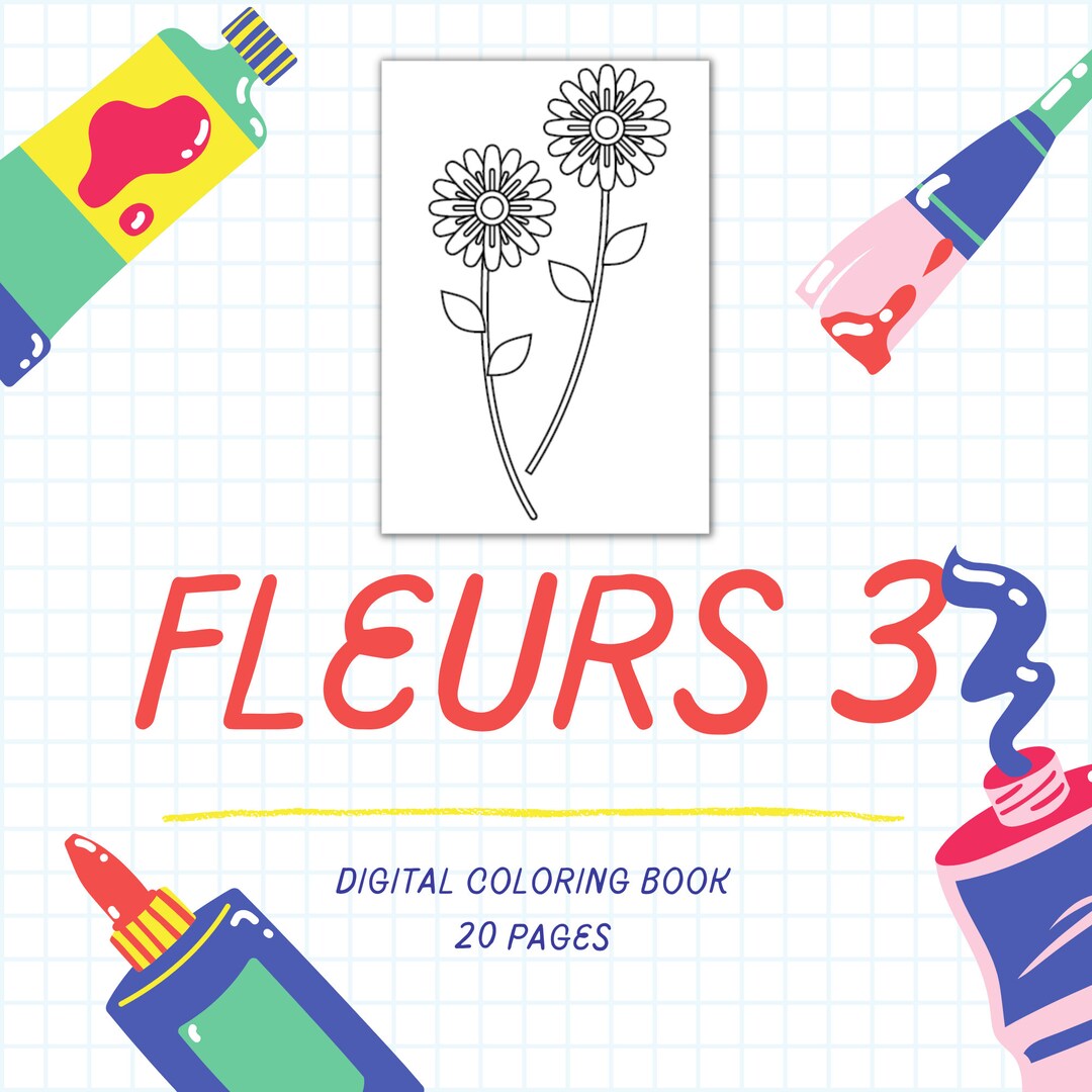 Downloadable Coloring File on the Theme of Flowers - Etsy