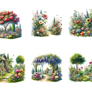Watercolor Summer Garden Clipart Bundle, Gardening Clipart, Summer ...