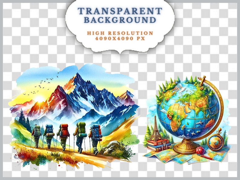 Watercolor Travel Clipart, Vacation Holiday Graphics, Plane, Suitcase ...