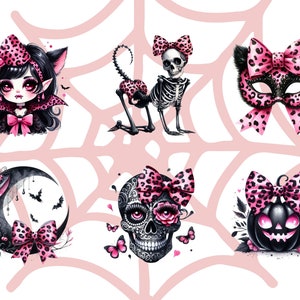 Watercolor Pink Halloween Clipart Bundle Pink Coquette Halloween ...