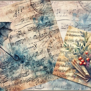 Vintage Music Sheet Junk Journal Paper, Old Music Papers Vintage ...