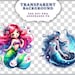 70 Watercolor Mermaids Clipart Bundle, Little Mermaid Clipart Png, Sea ...