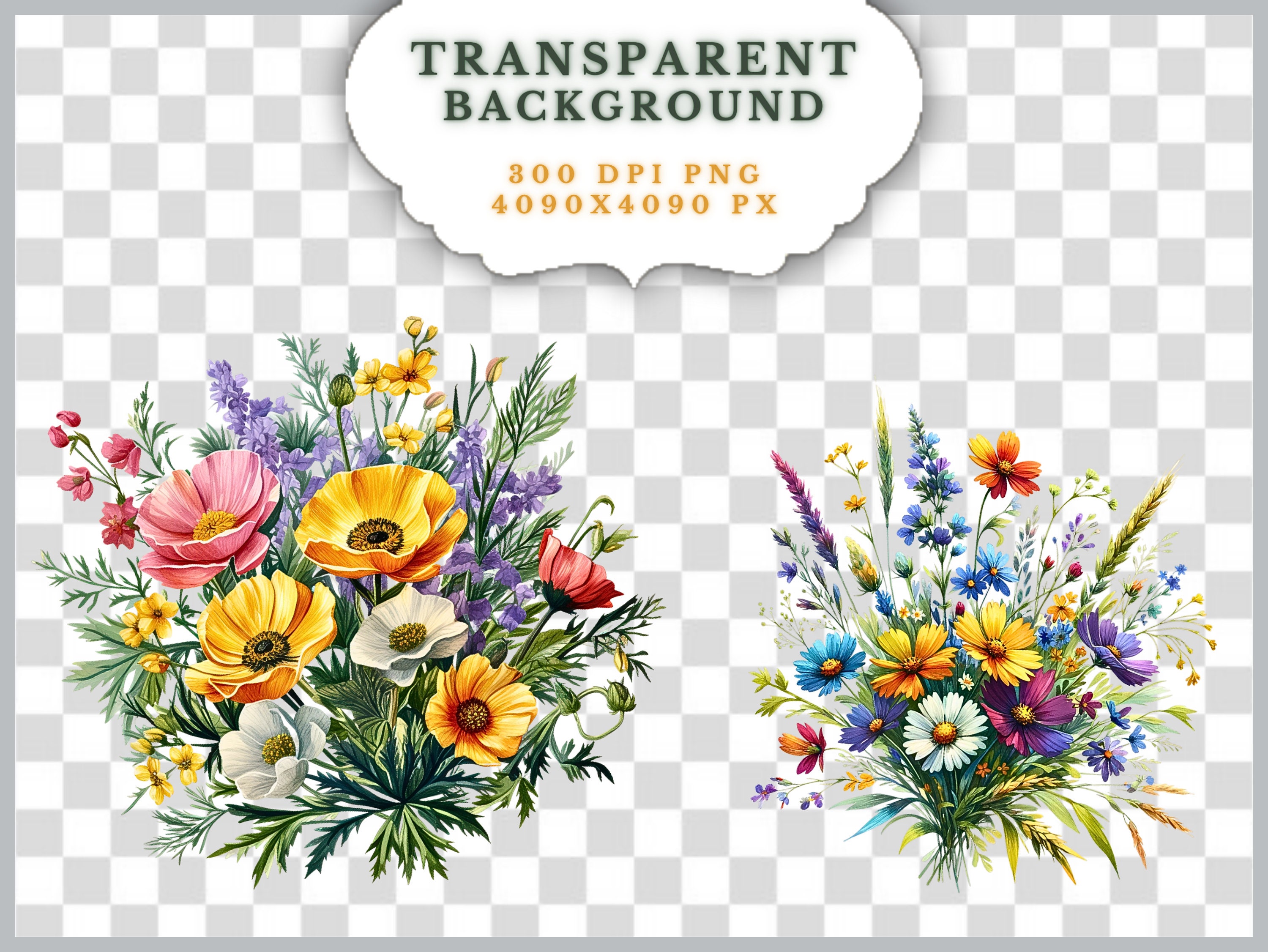 150 Watercolor Wildflowers Clipart Bundle, Wild Flower Clipart Png ...