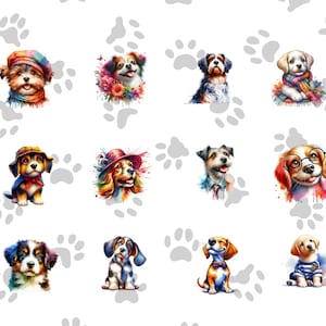 100 Funny and Cute Watercolor Dogs Clipart Bundle, Cute Dogs Png Bundle ...