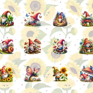 60 Cute Watercolor Garden Gnomes Clipart Bundle, Spring Garden Clipart ...