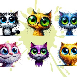 Quirky Cat Clipart PNG Whimsical Kitten Sublimation Clip Art Cute ...