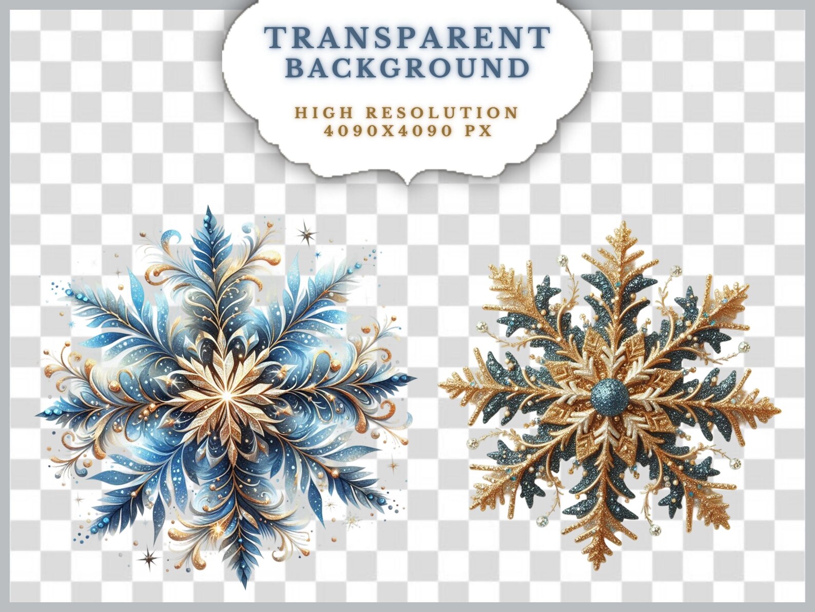 Watercolor Glitter Snowflakes Clipart Bundle, Christmas Snowflake Png ...