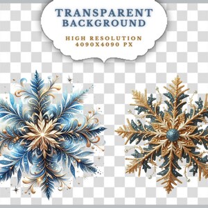 Watercolor Glitter Snowflakes Clipart Bundle, Christmas Snowflake Png ...