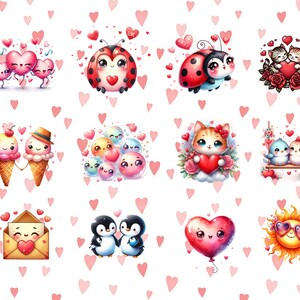 50 Cute Kawaii Valentine Clipart Bundle, Cute Valentine Png Bundle ...
