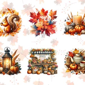 Watercolor Fall Clipart Bundle, Cozy Fall Png Bundle, Fall Sublimation ...