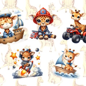 41 Watercolor Baby Giraffes Clipart Bundle, Cute Baby Giraffe Png ...