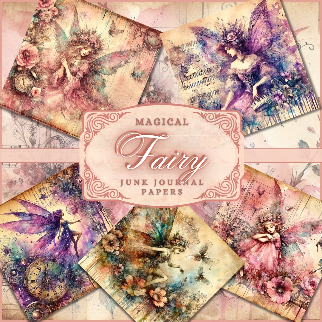 42 Magical Fairy Junk Journal Printable Papers, Watercolor Fairy ...