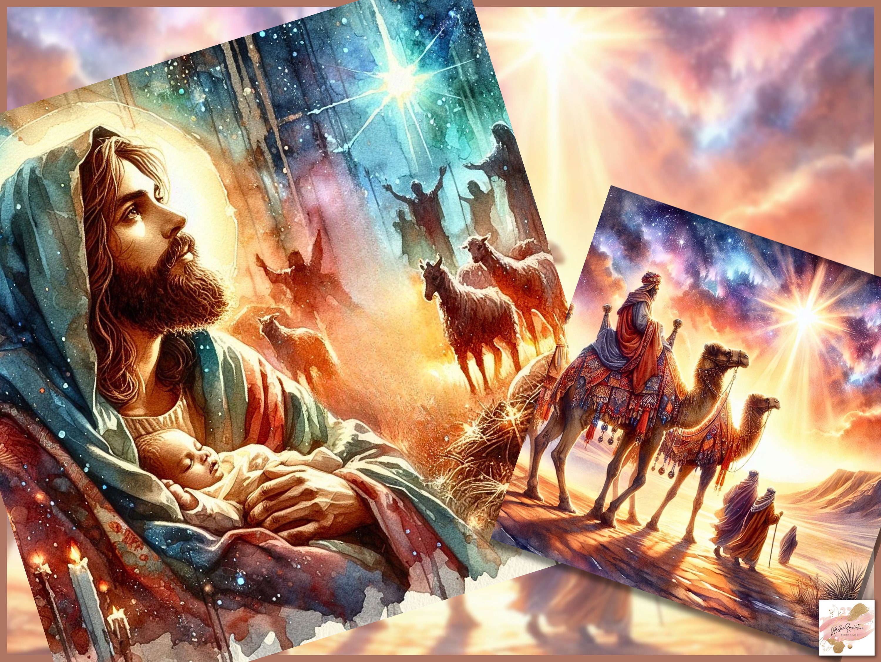 Watercolor Nativity Scene Clipart Backgrounds, Christmas Nativity Scene ...