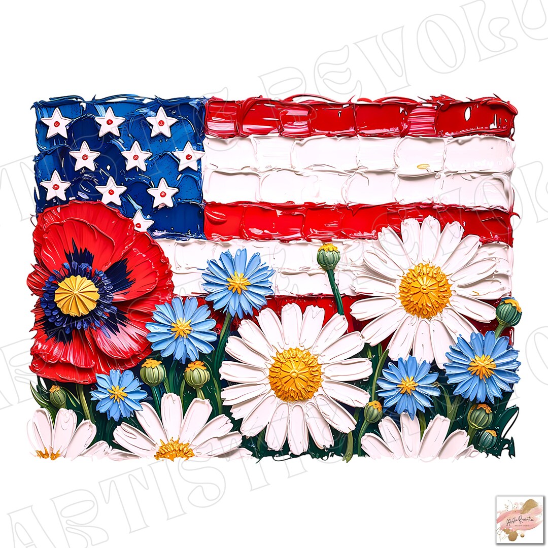American Flag Png, 4th of July Png, Memorial Png, Floral America USA ...