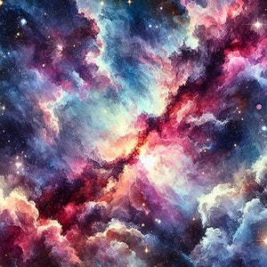 55 Galactic Nebula Digital Paper Pack, Starry Sky Space Backgrounds ...
