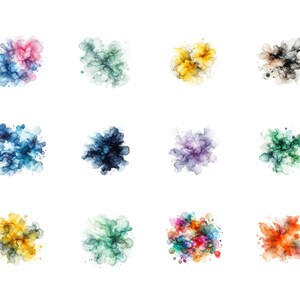 64 Alcohol Ink Splashes Clipart Bundle, Watercolor Splash Png ...