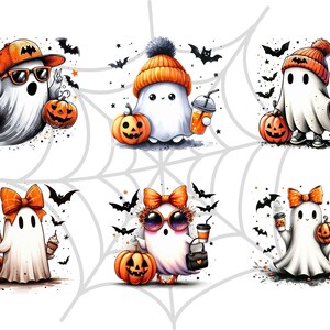 Watercolor Halloween Ghost Clipart Bundle Cute Ghost Png Cute Ghost ...
