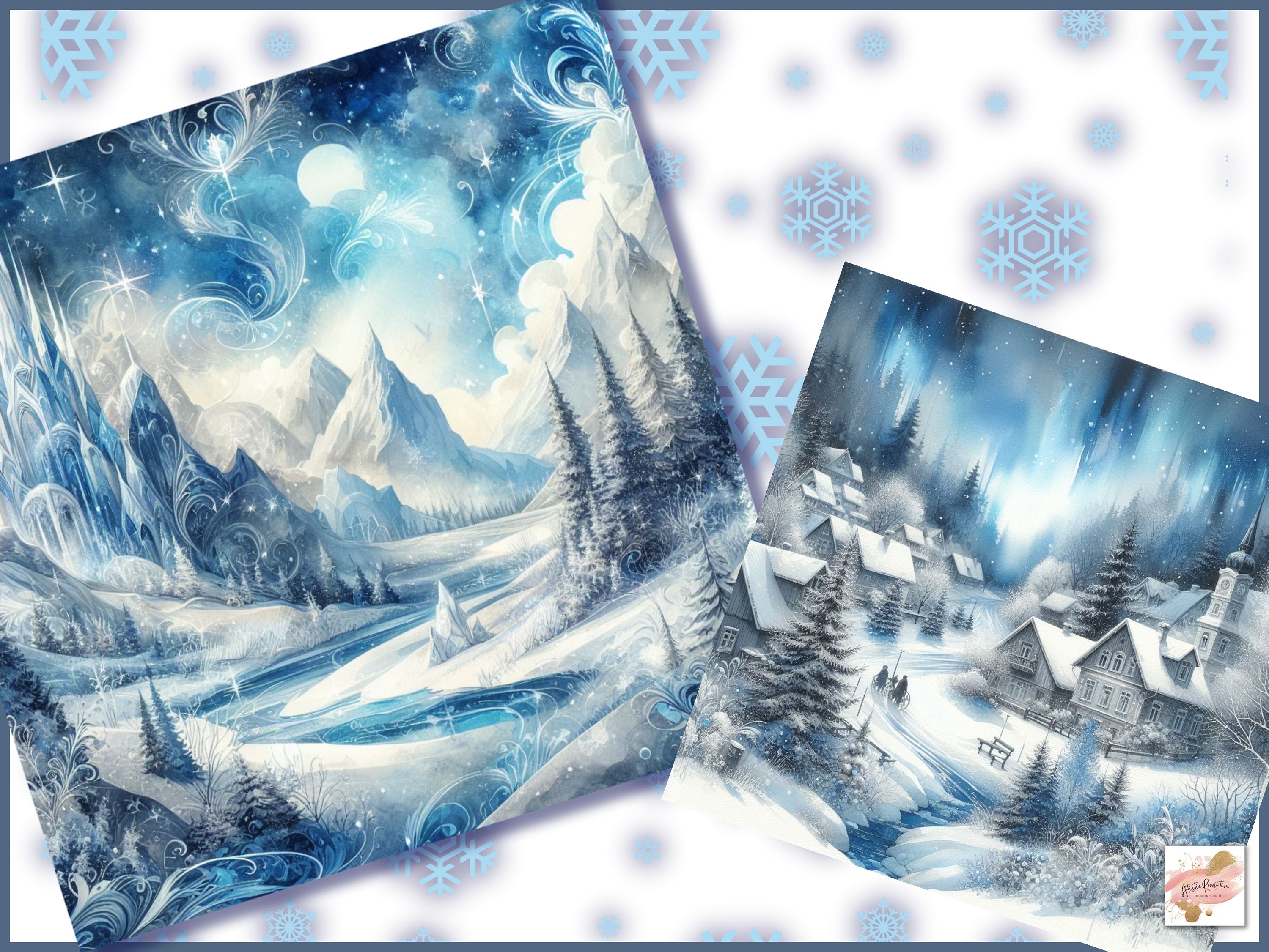 Winter Scene Backgrounds Watercolor Winter Festive Landscapes Christmas ...