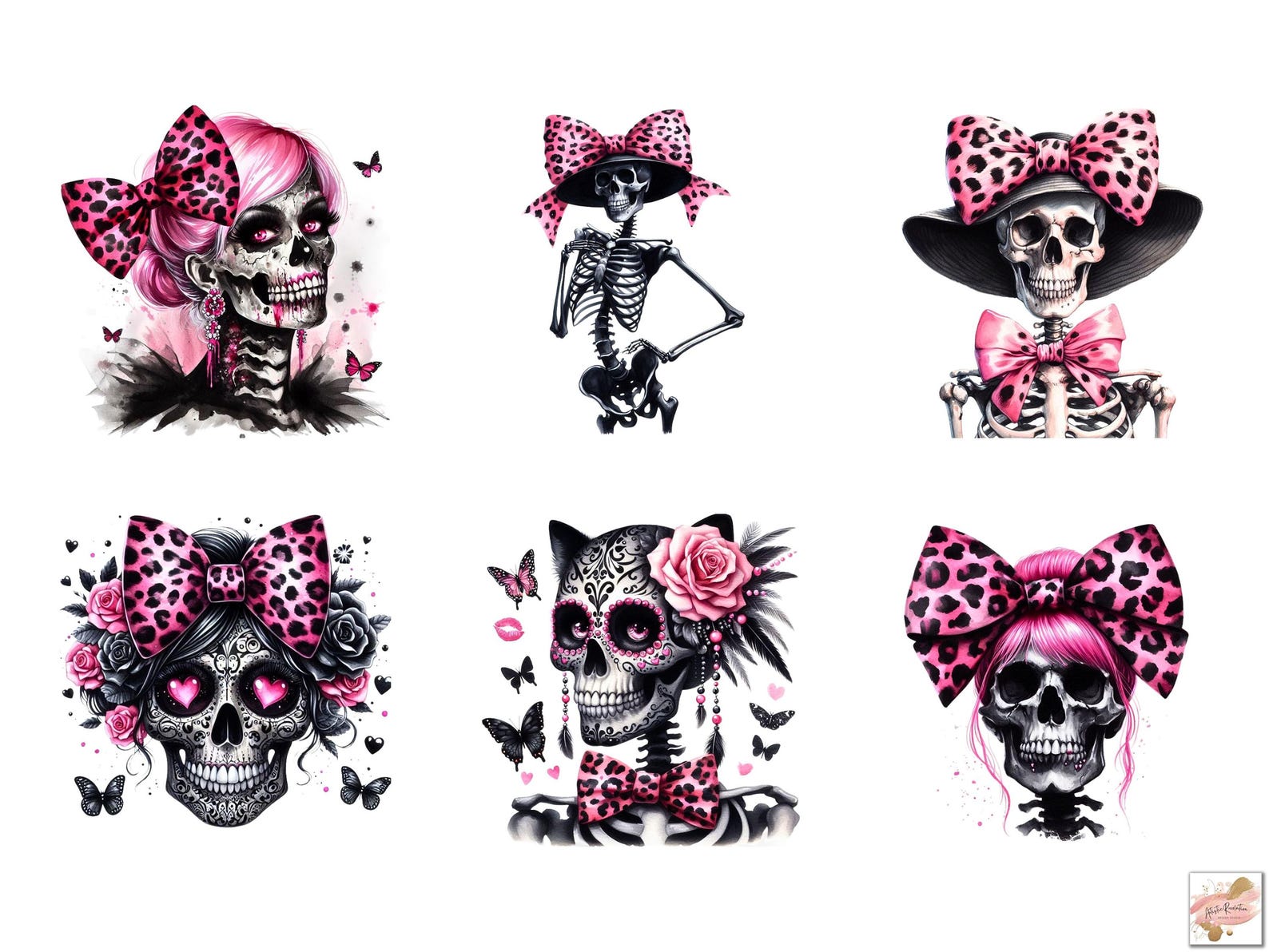 Watercolor Halloween Skeleton Clipart Bundle Cute Skeleton Png Spooky ...