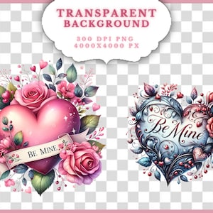 52 Watercolor Valentine Heart Clipart Bundle, Candy Hearts Bundle ...