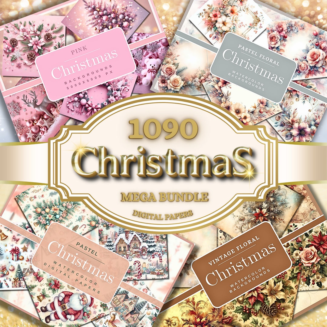 Christmas Digital Paper MEGA BUNDLE Christmas Scrapbook Paper 12x12 ...