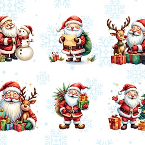 Watercolor Santa Claus Clipart Bundle, Christmas Santa Clipart, 35 Cute ...