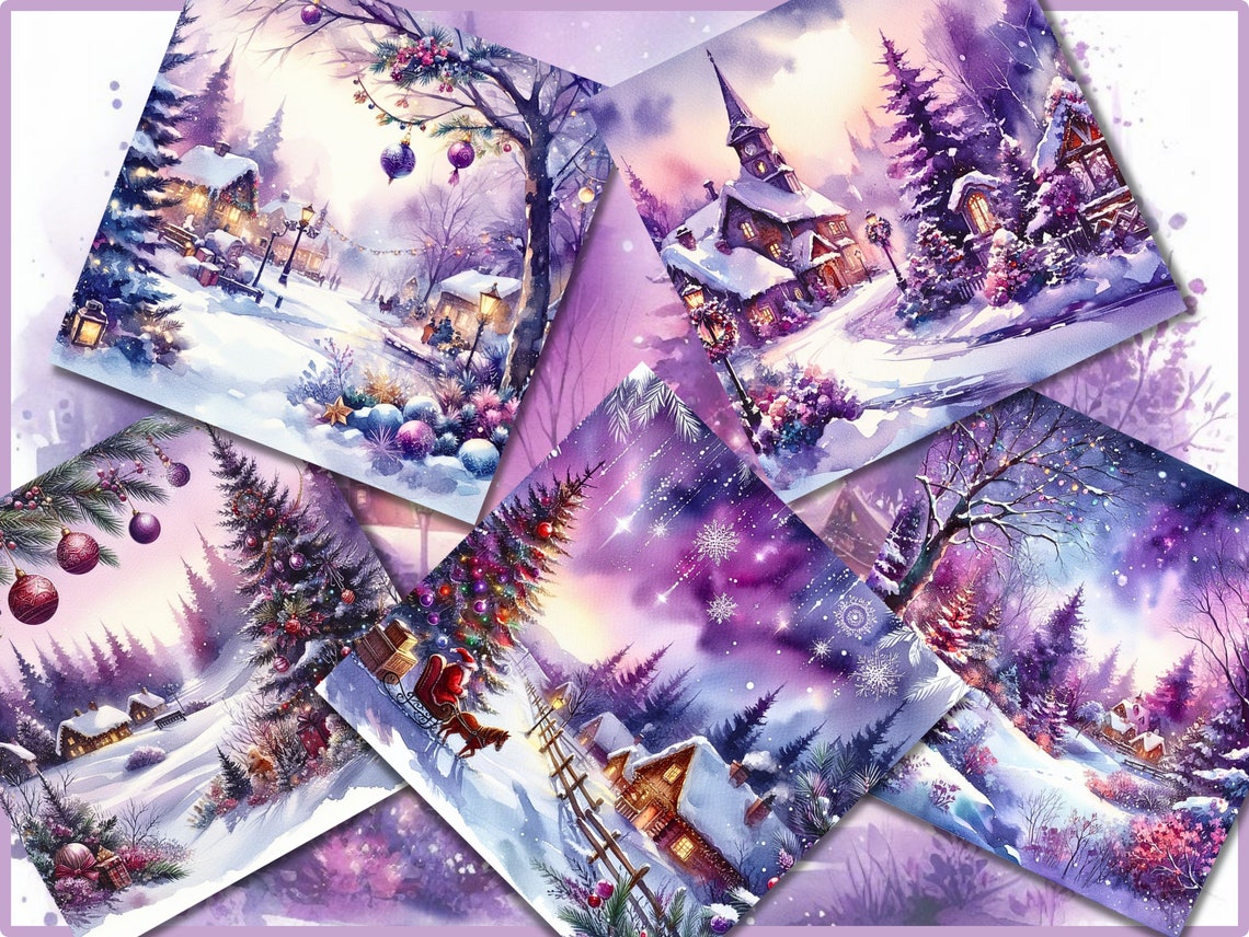 Watercolor Winter Scene Backgrounds Christmas Scene Backgrounds Artful ...