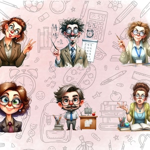 Funny Teacher Png Bundle, Funny Teacher Clipart, Watercolor Teacher ...