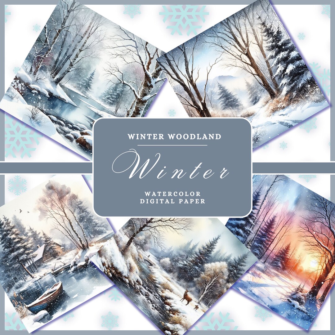Winter Scene Backgrounds Watercolor Winter Woodland Landscapes Winter ...