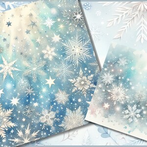 51 Winter Snowflakes Digital Papers Watercolor Snowflake Backgrounds ...