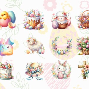 Pastel Watercolor Easter Clipart Bundle Easter Clipart Bunnies, Egg ...