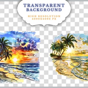 48 Watercolor Summer Tropical Beach Clipart Bundle, Summer Tropical Png ...
