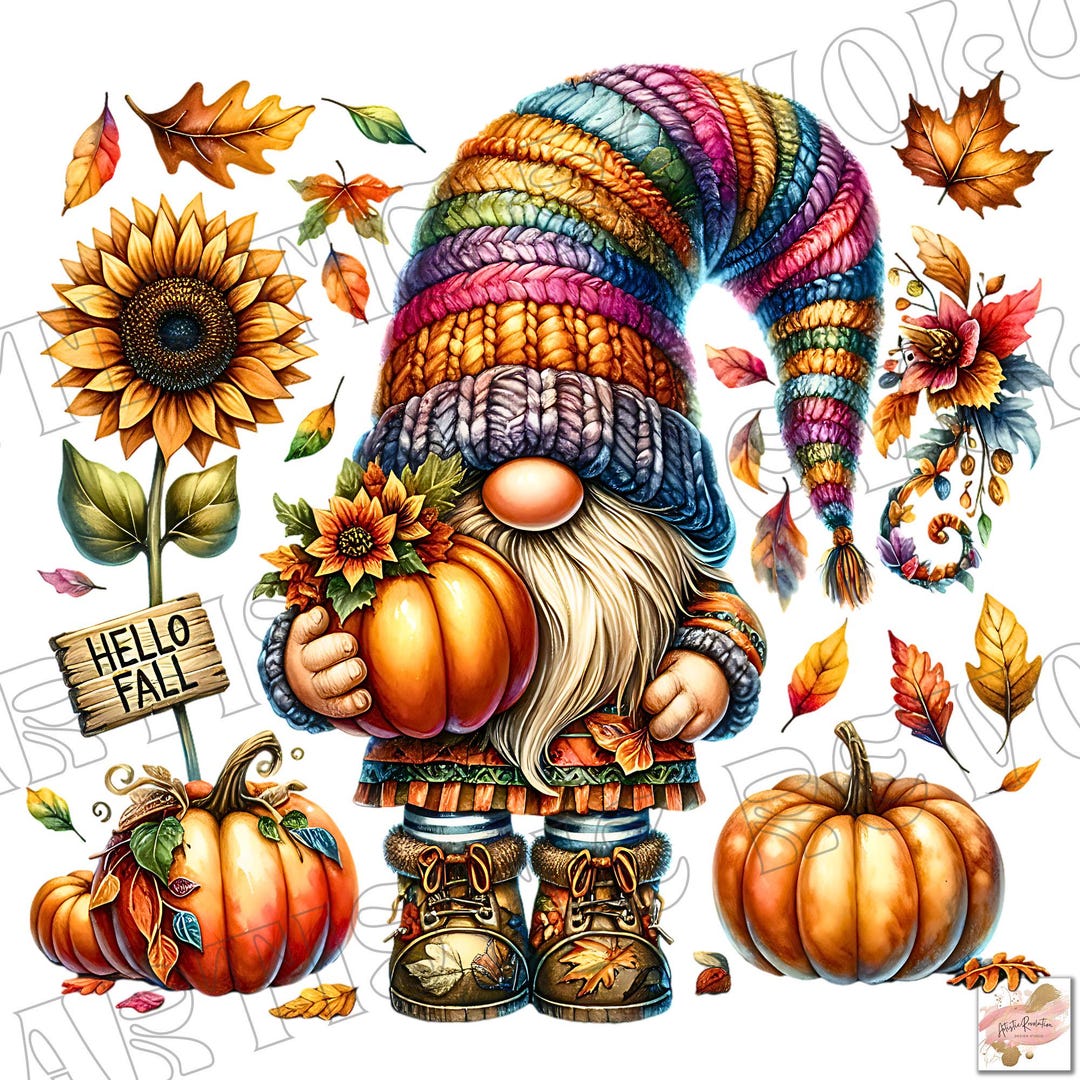 Watercolor Fall Gnome Clipart PNG, Fall Gnome Png, Autumn Gnome Png ...