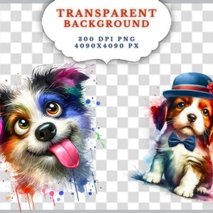 100 Funny and Cute Watercolor Dogs Clipart Bundle, Cute Dogs Png Bundle ...
