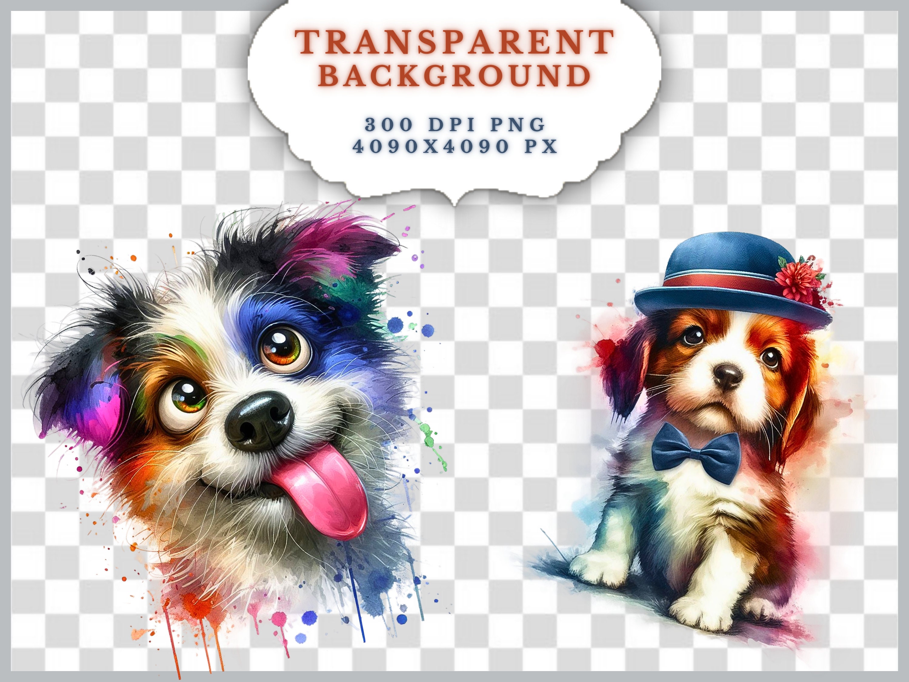 100 Funny and Cute Watercolor Dogs Clipart Bundle, Cute Dogs Png Bundle ...