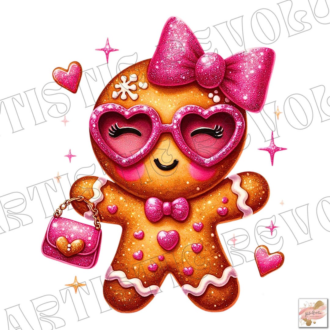 Christmas Gingerbread Man Clipart Glitter Gingerbread Man Png Coquette ...
