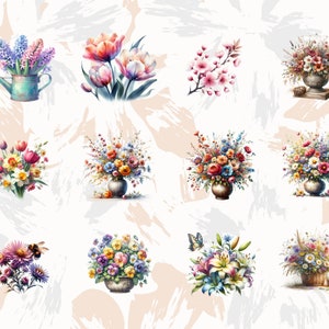 71 Watercolor Spring Flowers Clipart Bundle, Wildflowers Clipart Bundle ...