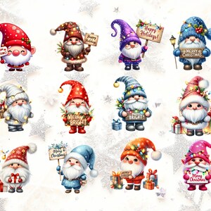 51 Christmas Gnome Clipart Watercolor Gnome Png Festive Gnomes Clip Art ...