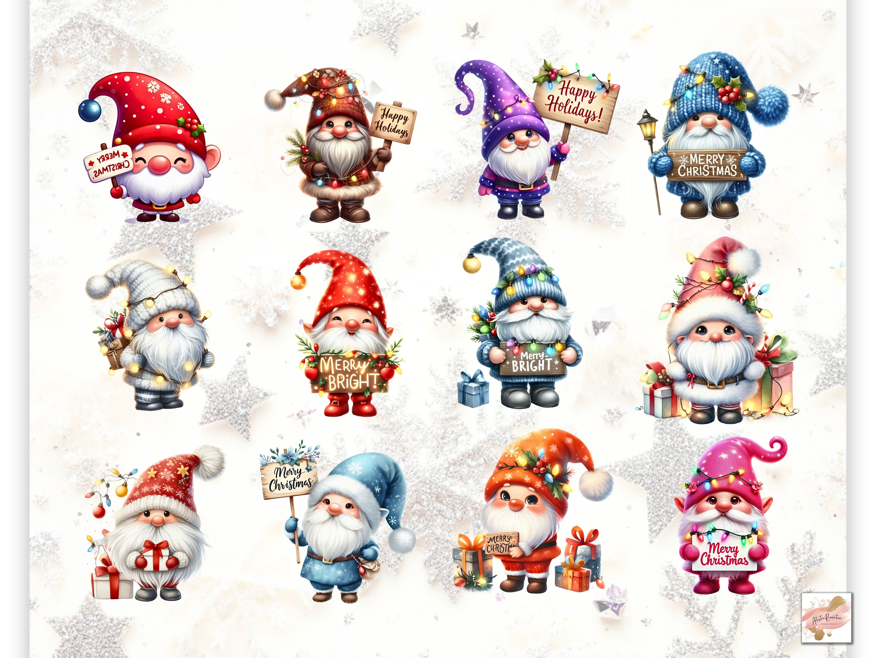 51 Christmas Gnome Clipart Watercolor Gnome Png Festive Gnomes Clip Art ...
