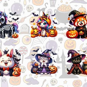 Watercolor Halloween Animals Clipart Bundle, Cute Halloween Clipart ...