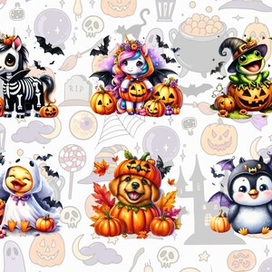 Watercolor Halloween Animals Clipart Bundle, Cute Halloween Clipart ...